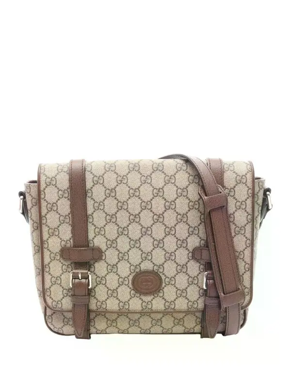 Gucci 2016-2026 Gg Supreme Textured Dollar Calfskin Retro Interlocking G Flap Messenger Bag Crossbody Bag - Neutrals