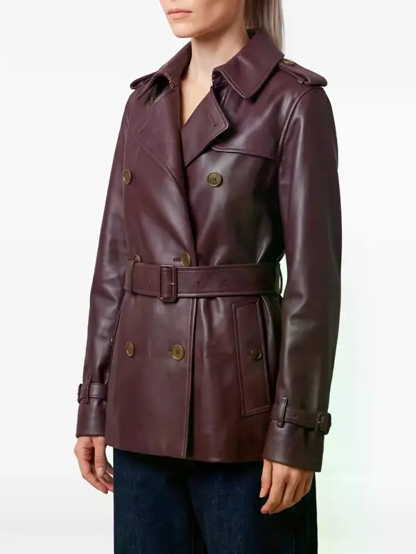 Burberry Leather Kensington Trench Jacket