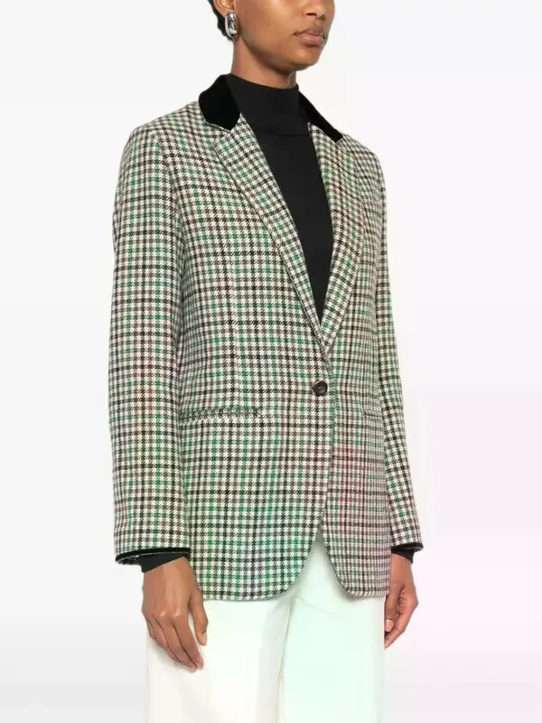 FORTE_FORTE Check Velvet-collar Blazer