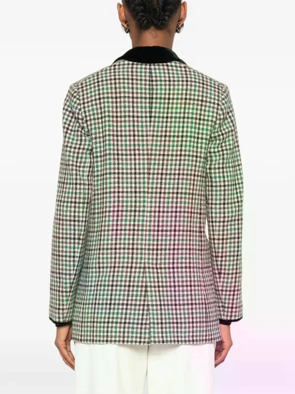 FORTE_FORTE Check Velvet-collar Blazer