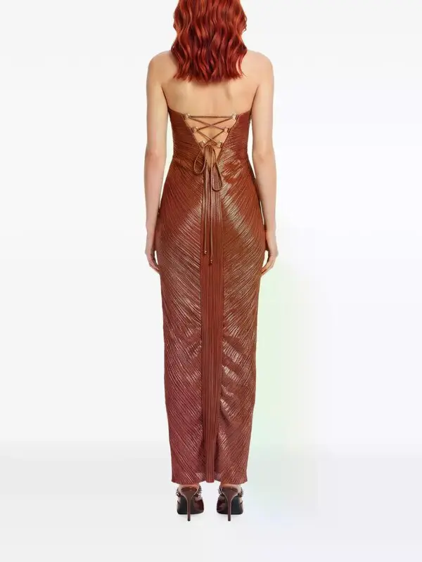 MARIA LUCIA HOHAN Pleated Lace-up Maxi Dress