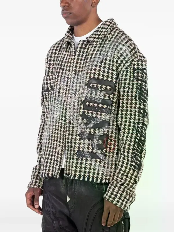 GUAPI Rhinestone-embellished Patterned Shirt