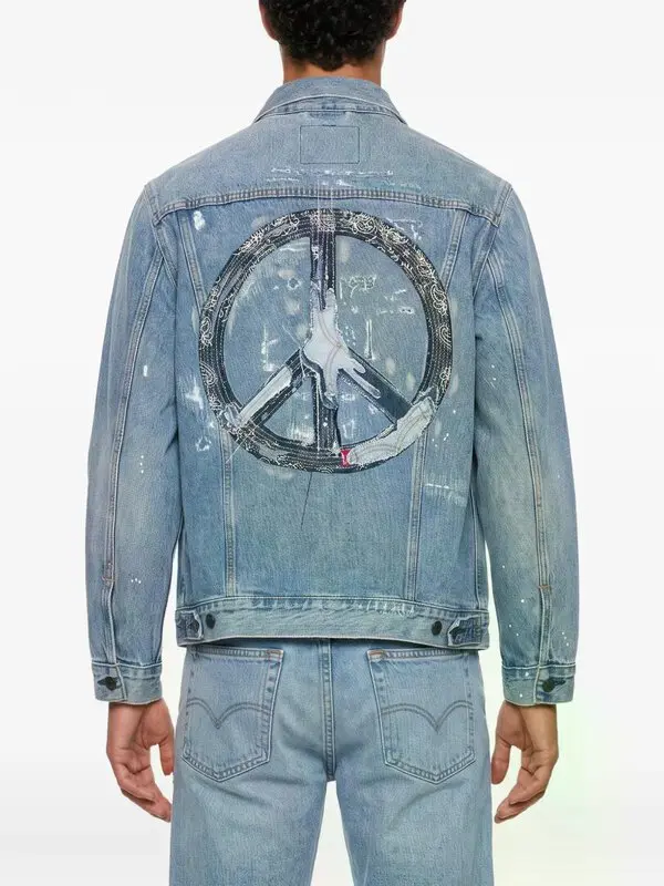 LEVI'S Type Iii Paint-splatter Peace-sign Denim Jacket