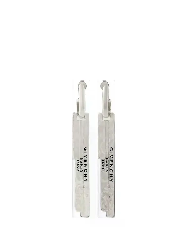 Givenchy Tape Earrings In Metal And Enamel - Silver