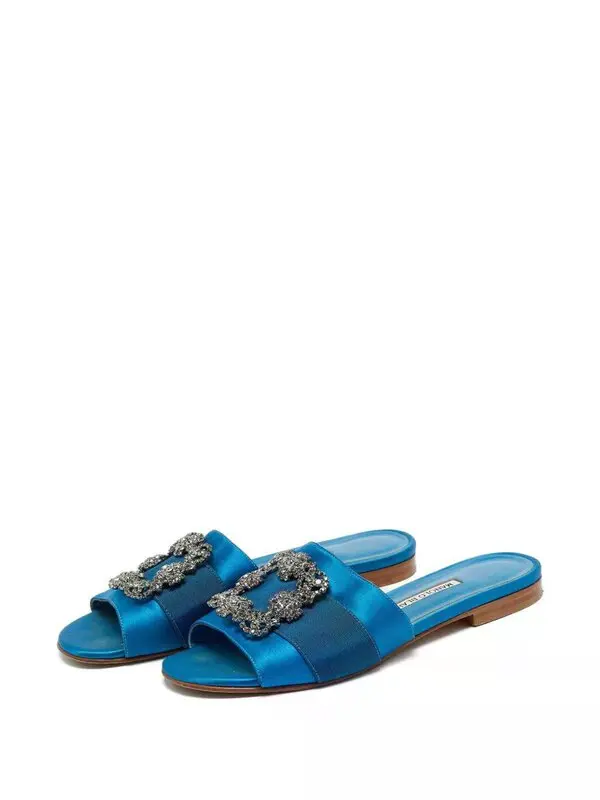 Manolo Blahnik Martamod Crystal-embellished Slides - Blue
