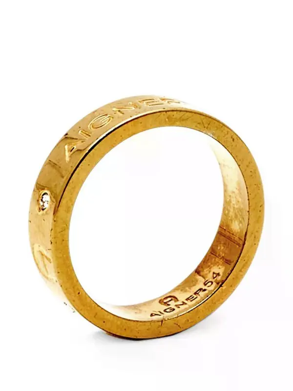 AIGNER 54 Crystal-embellished Logo-engraved Ring