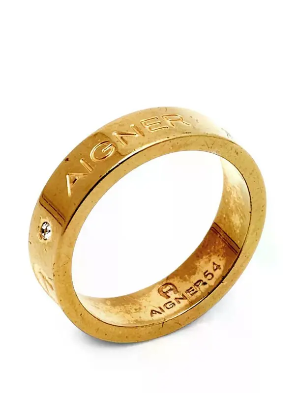 AIGNER 54 Crystal-embellished Logo-engraved Ring