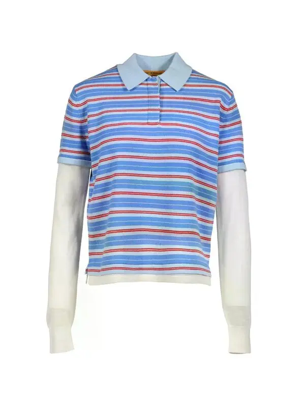 Guest In Residence Layered-sleeve Striped Polo Shirt