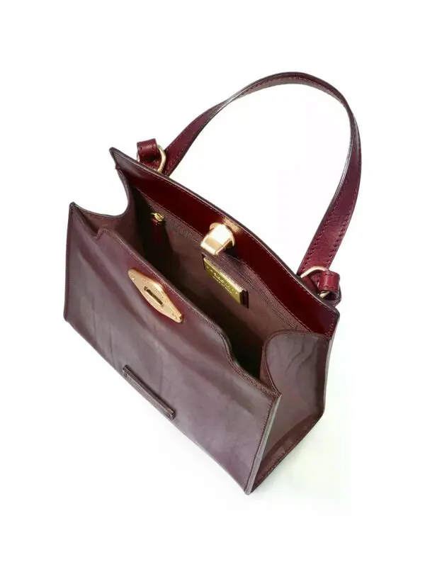 THE BRIDGE Story Donna Leather Twist-lock Tote Bag - Red