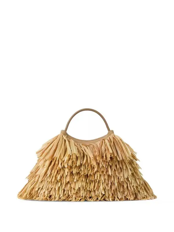 Givenchy Nano Facet Tote Bag In Raffia With Fringes