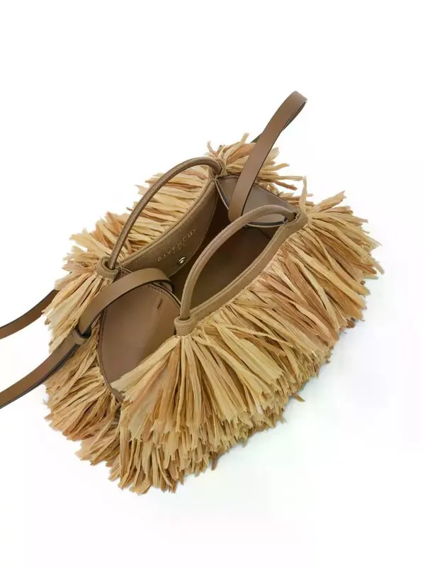 Givenchy Nano Facet Tote Bag In Raffia With Fringes
