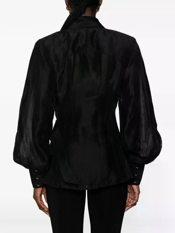 Aje Rosanna Belted Puff-sleeve Shirt