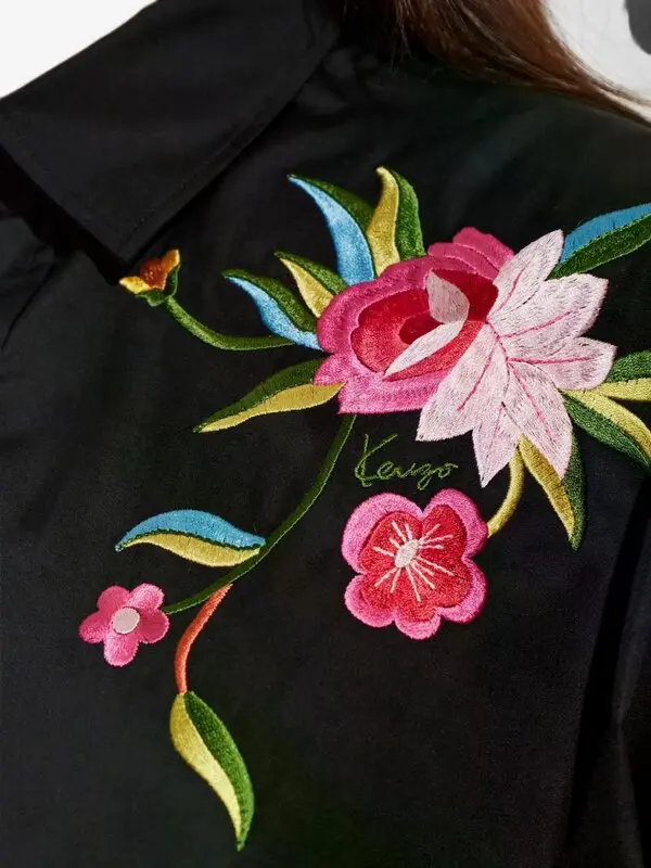 Kenzo Wildflower Floral-embroidered Short-sleeve Shirt