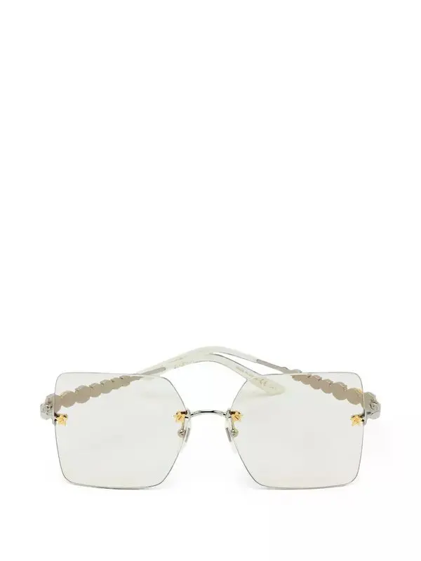 Gucci Crystal-embellished Square Sunglasses - Silver