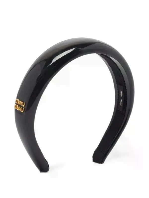 Miu Miu Logo-embellished Patent-leather Headband