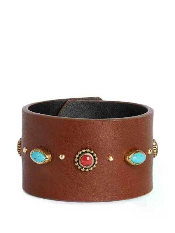 Momoni Saguaro Studded Leather Bracelet - Brown