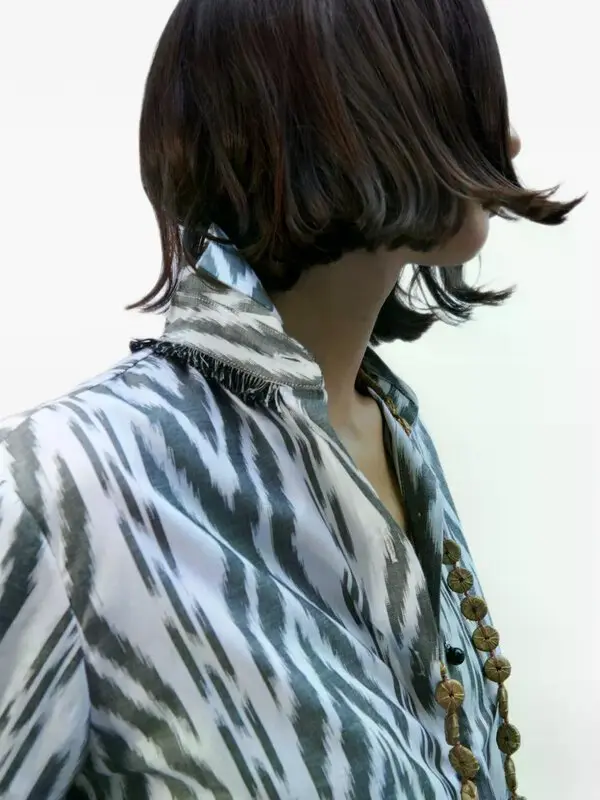 PUNICANA Geometric-print Fringed Shirt - Neutrals