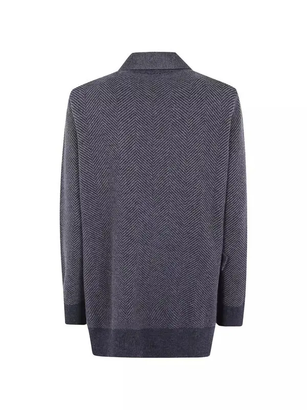 Sacai Herringbone-knit Double-breasted Cardigan