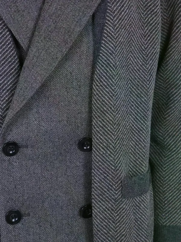 Sacai Herringbone-knit Double-breasted Cardigan