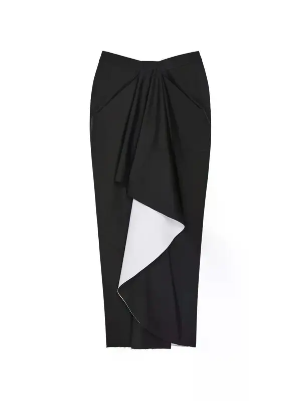 Givenchy Wrapped Midi Skirt In Bonded Wool And Mohair - Black