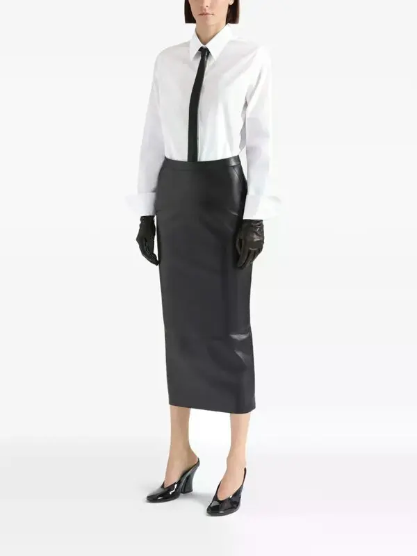 Givenchy Midi Kickback Skirt In Nappa Leather