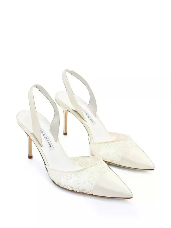 Manolo Blahnik Capsli Lace-panelled Slingback Pumps