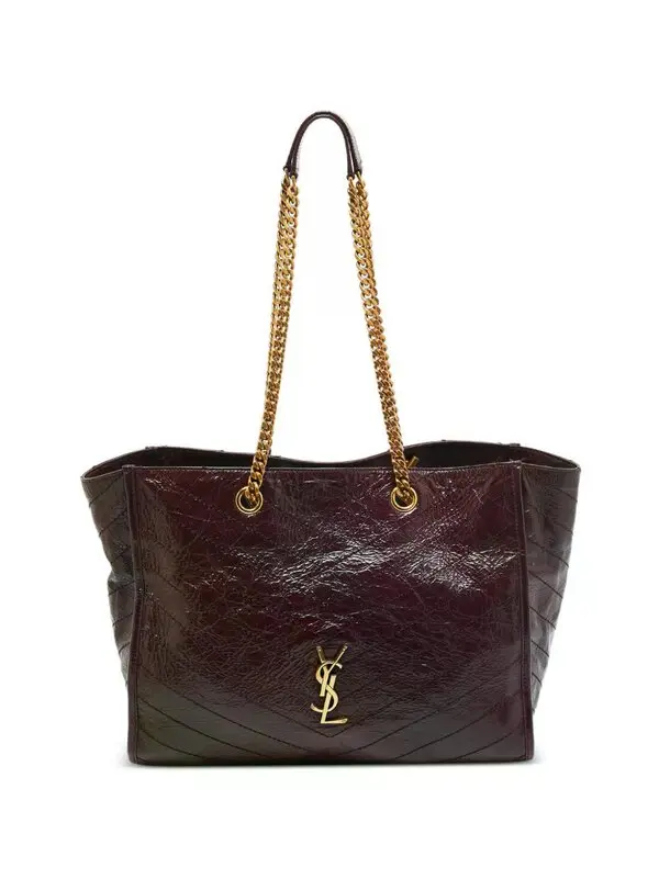 Saint Laurent 2026 Medium Niki Crinkled Leather Tote Bag - Red