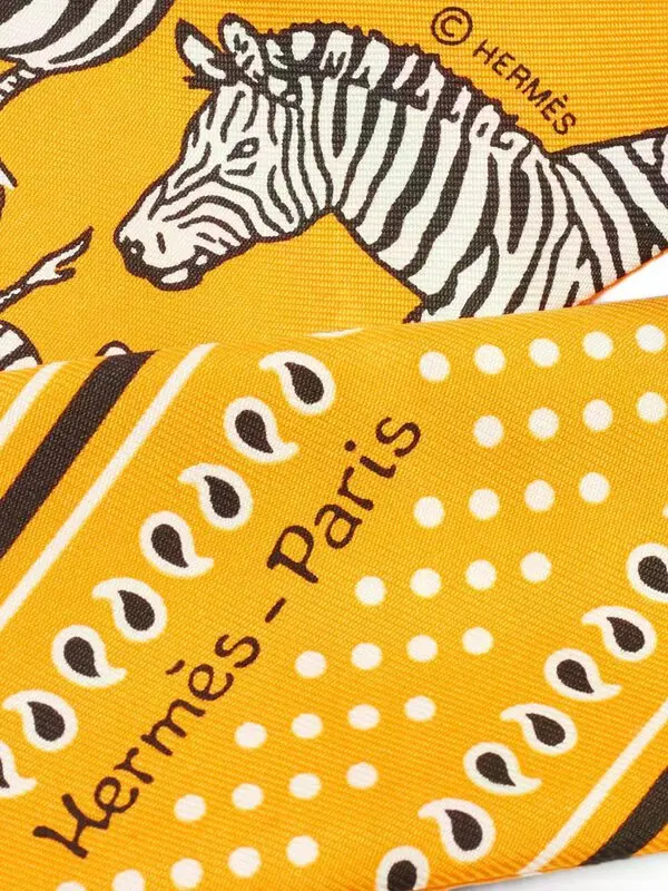 Hermès Les Zebra Twilly Scarf - Orange