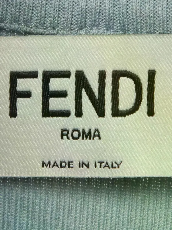 Fendi Rib-knit Embroidered Logo T-shirt