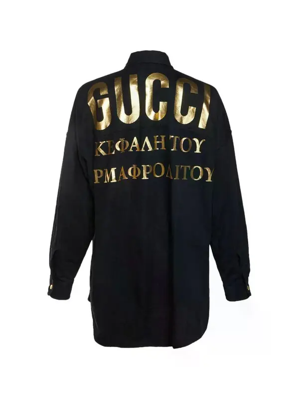Gucci Logo Foil-print Denim Shirt