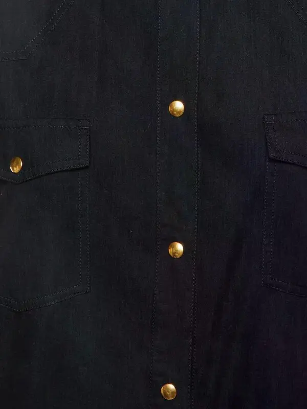 Gucci Logo Foil-print Denim Shirt