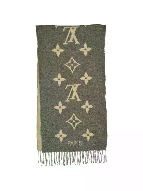 LOUIS VUITTON Monogram Fringed Scarf