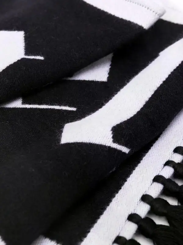 Palm Angels Fringed Logo Scarf