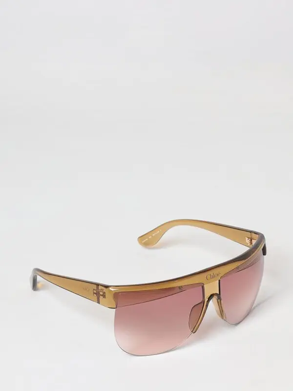 Chloé Shield Sunglasses In Acetate With A Rounded Shape And Lettering Logo