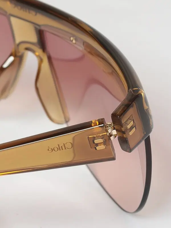 Chloé Shield Sunglasses In Acetate With A Rounded Shape And Lettering Logo