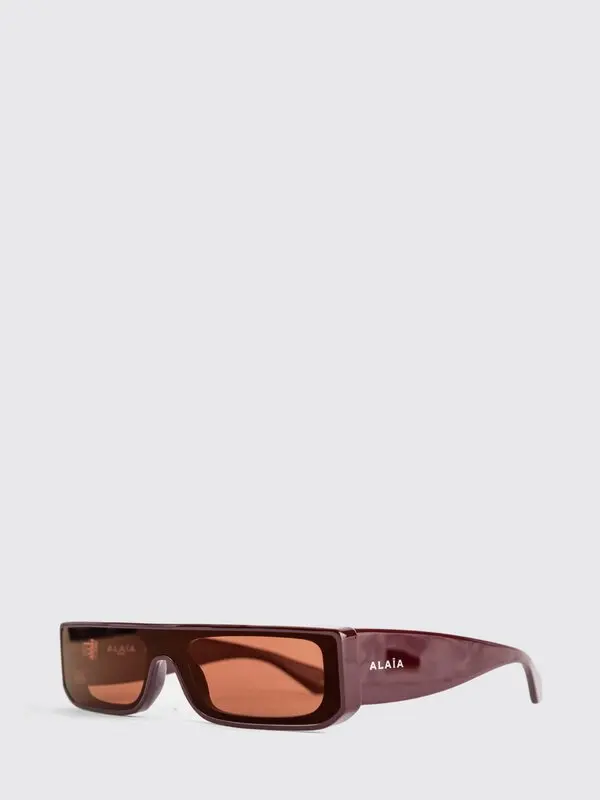 Alaïa Rectangular Acetate Sunglasses With Lettering Logo - Red