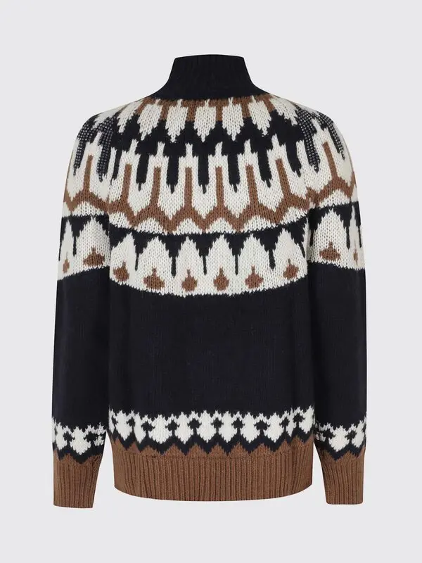 ERMANNO FIRENZE Ethnic Pattern Wool Turtleneck Sweater