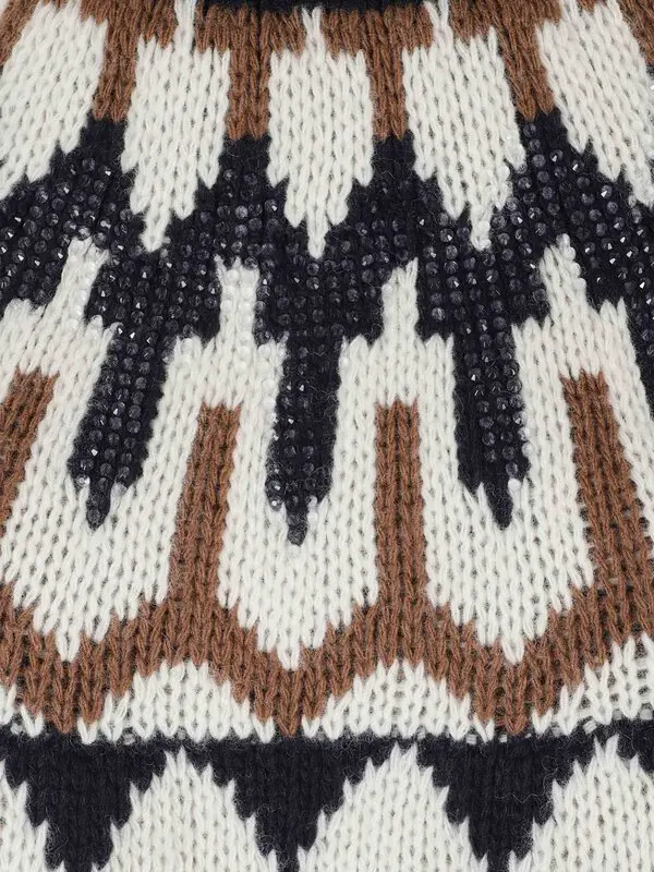 ERMANNO FIRENZE Ethnic Pattern Wool Turtleneck Sweater