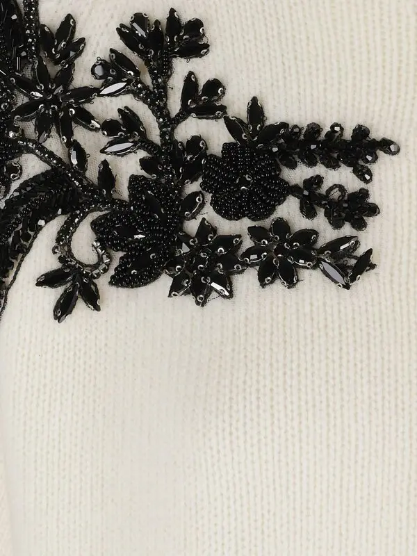 ERMANNO FIRENZE Wool Turtleneck Sweater With Bead Embellishments - Brown