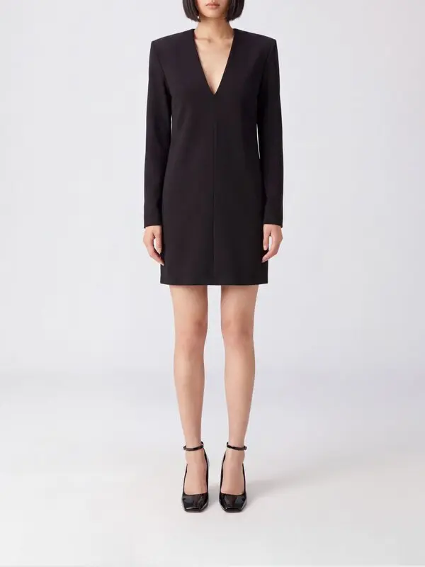 Federica Tosi Long-sleeved V-neck Cady Sheath Mini Dress