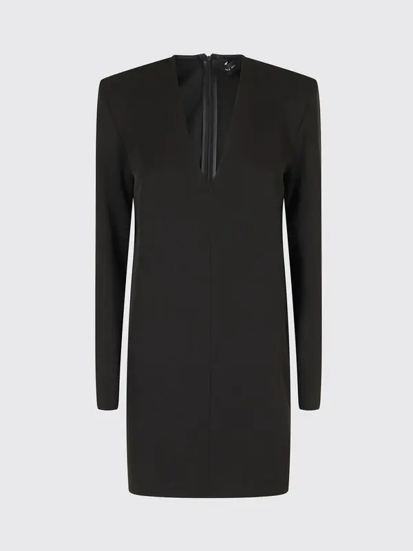 Federica Tosi Long-sleeved V-neck Cady Sheath Mini Dress