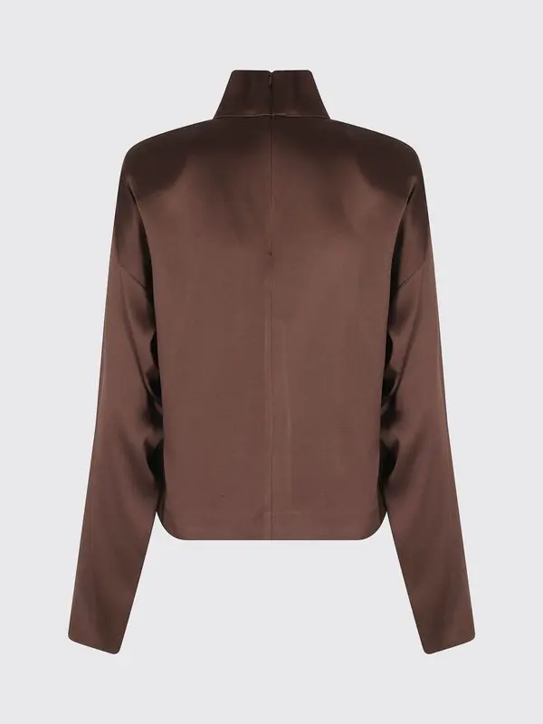Federica Tosi Long-sleeved Satin Turtleneck Top With Rear Zip