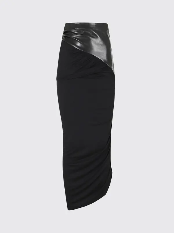 Andamane Draped Asymmetric Hem Midi Pencil Skirt