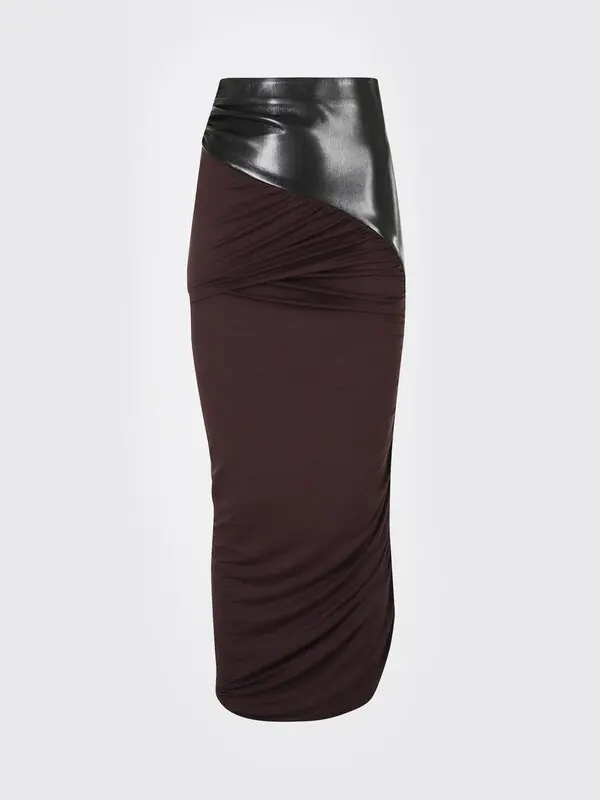 Andamane Draped Asymmetric Hem Midi Pencil Skirt