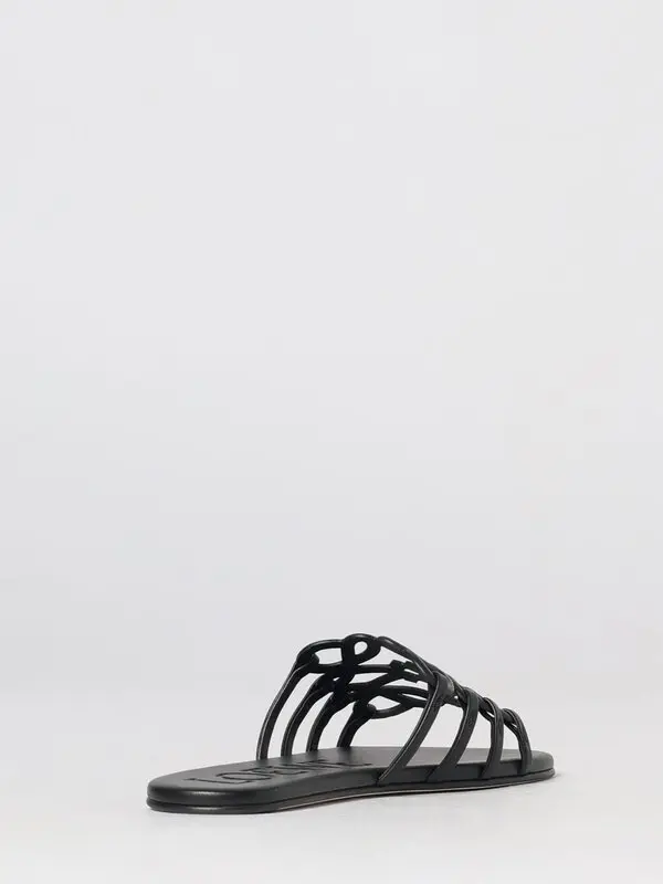 Loewe Anagram Petal Low-heeled Mule Sandals In Smooth Calfskin Leather - Black