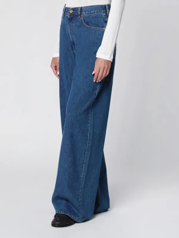 BLAZÉ MILANO High-waisted Flare Jeans In Cotton With Embroidery - Denim