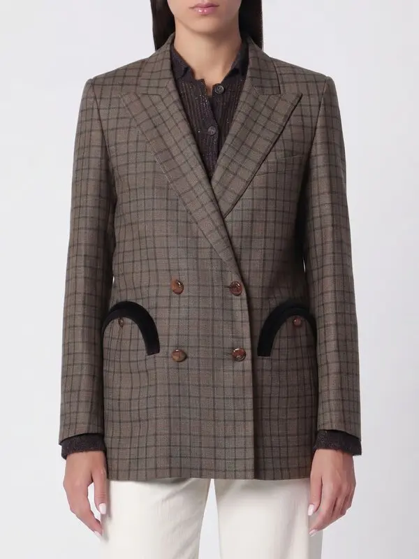 BLAZÉ MILANO Check Pattern Virgin Wool And Cashmere Double-breasted Blazer