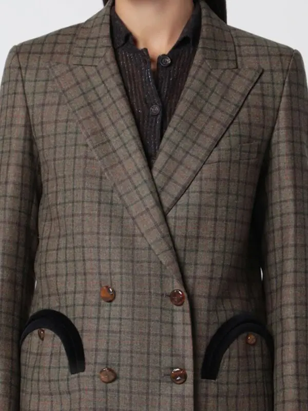 BLAZÉ MILANO Check Pattern Virgin Wool And Cashmere Double-breasted Blazer