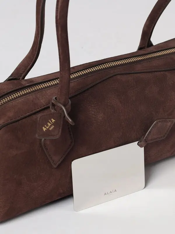 Alaïa Medium Le Teckel Calfskin Leather And Nubuck Shoulder Bag - Cocoa