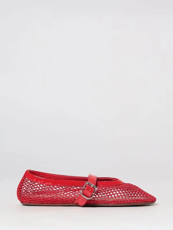 Alaïa Mary Jane Ballet Flats In Mesh Nylon With Patent Leather Details - Red